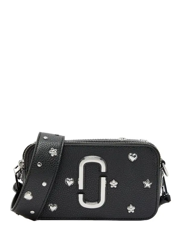 Marc Jacobs Snapshot Studded Grained Leather Cross-body Bag - Black