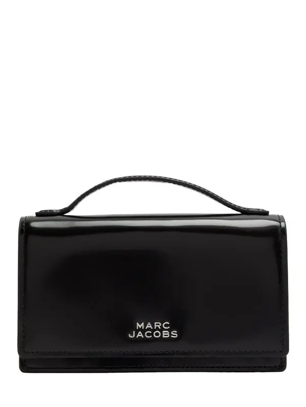 Marc Jacobs Glam Mirror Mini Glossed Leather Cross-body Bag - Black