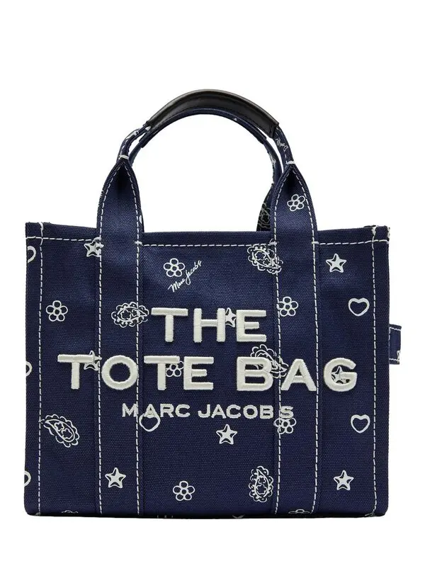 Marc Jacobs Tote Small Printed Canvas Tote Bag - Navy