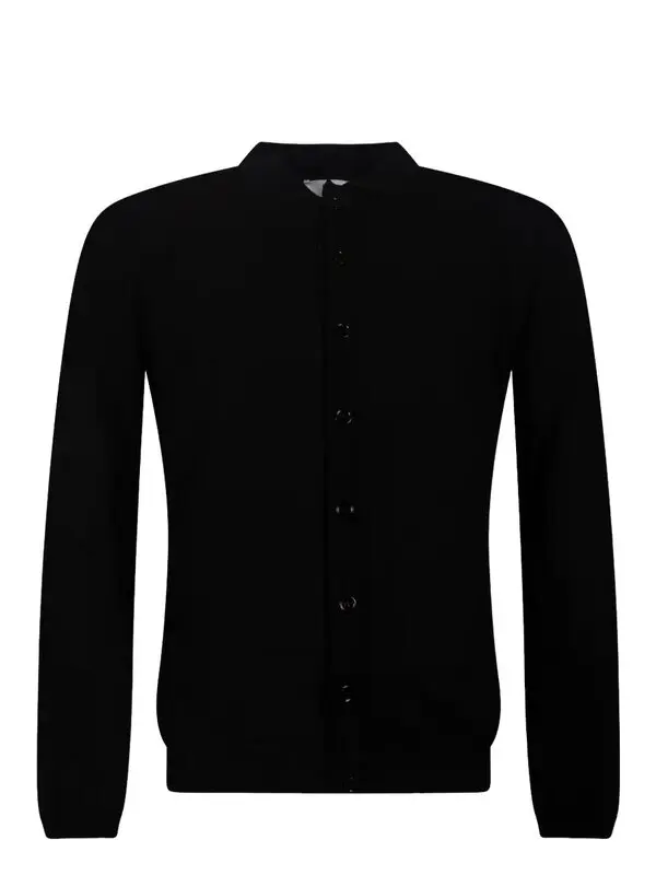 AMARANTO Button-up Cardigan With Polo Collar - Black