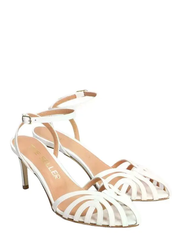 THE SELLER Patent-finish Caged Stiletto Sandals - White
