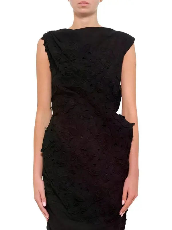 LANVIN Sculpted Floral Dress - Black