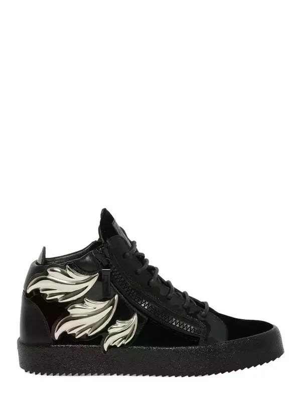 GIUSEPPE ZANOTTI Velvet And Leather 'cruel' Mid-top Sneakers - Black