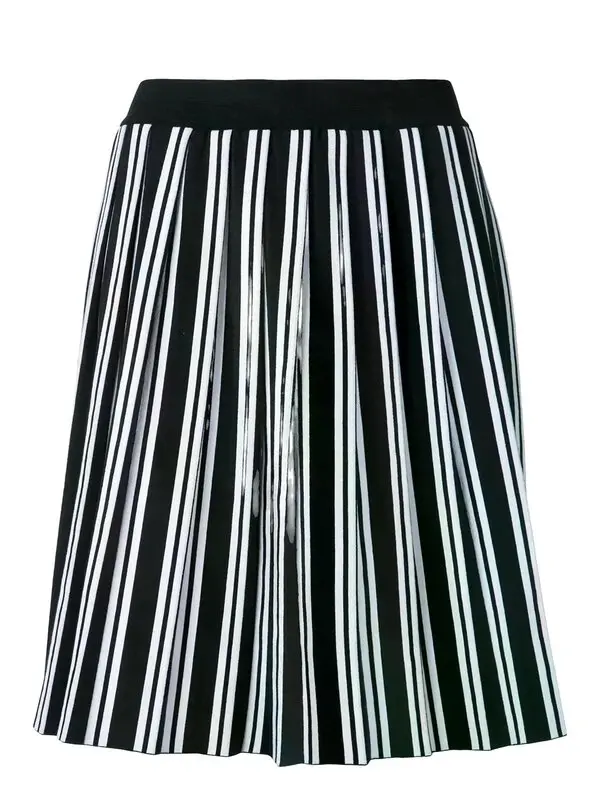 Balenciaga Striped Pleated Knee-length Skirt - Black