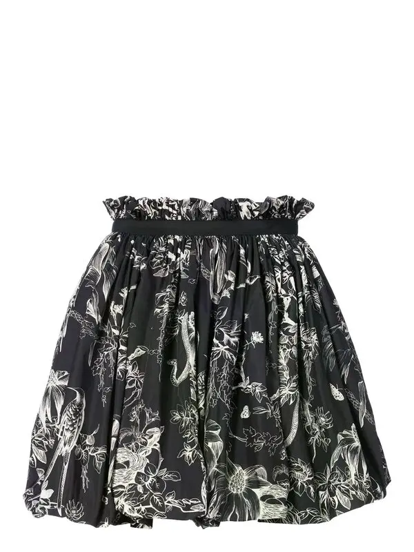 Alexander McQueen Bird Sketch Mini Skirt - Black