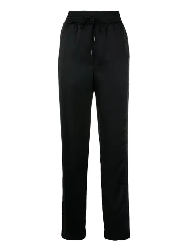Off-White High-waisted Drawstring Trousers With Side Stripe Detail - Black
