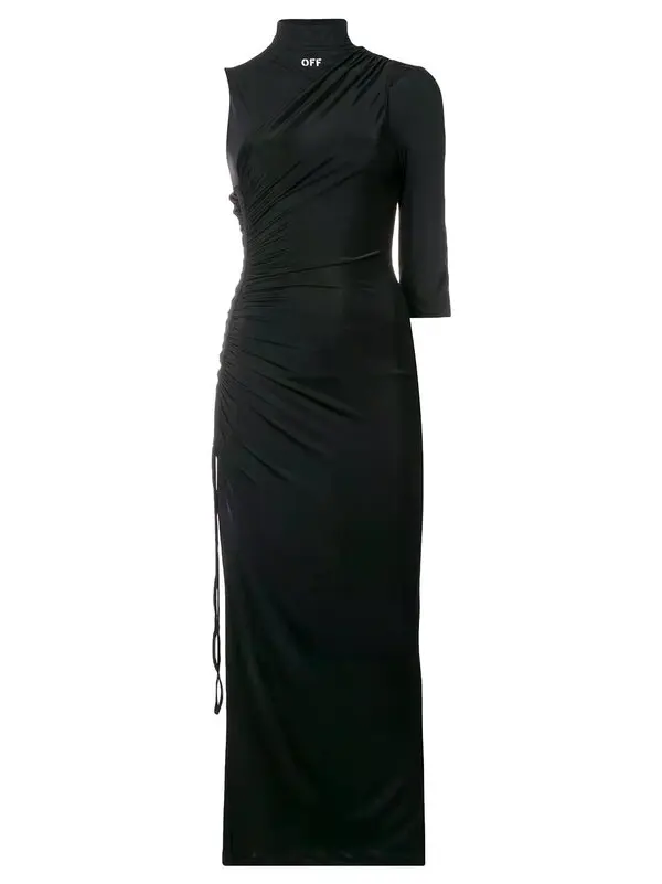 Off-White Asymmetrical Midi Dress With Cut-out Detail - Black
