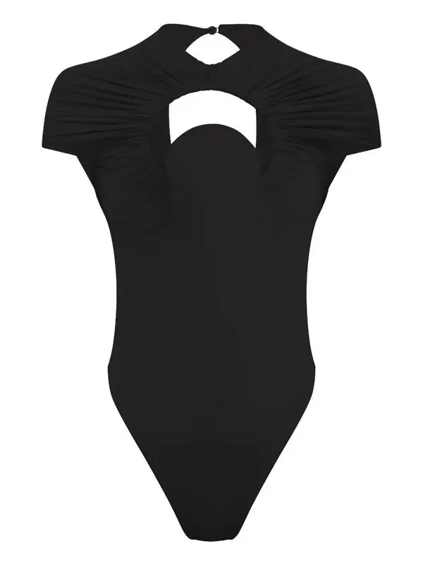 MARINE SERRE Gathered Moon Cut-out Swimsuit - Black
