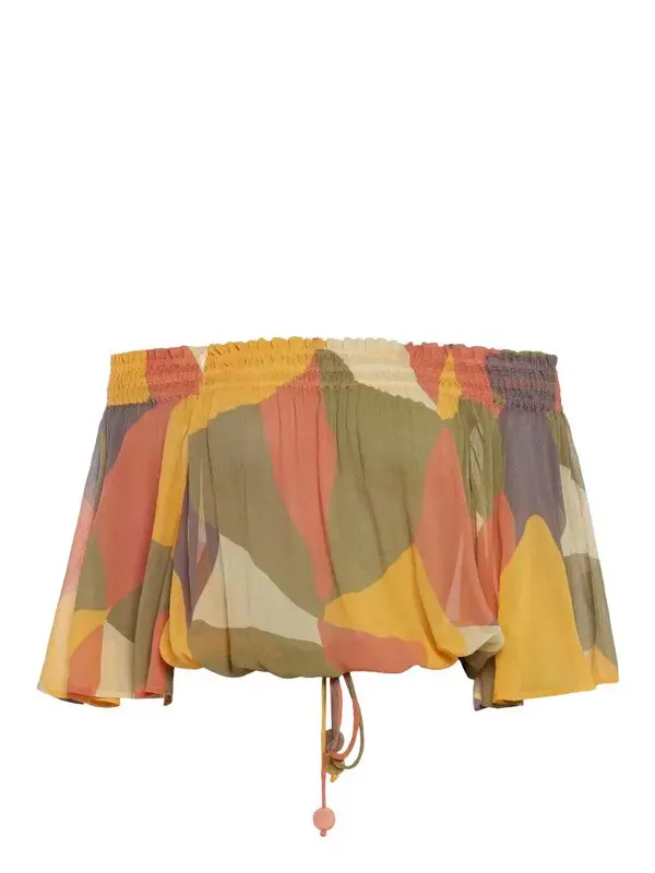 ERES Geometric Print Off-the-shoulder Top - Multicolour