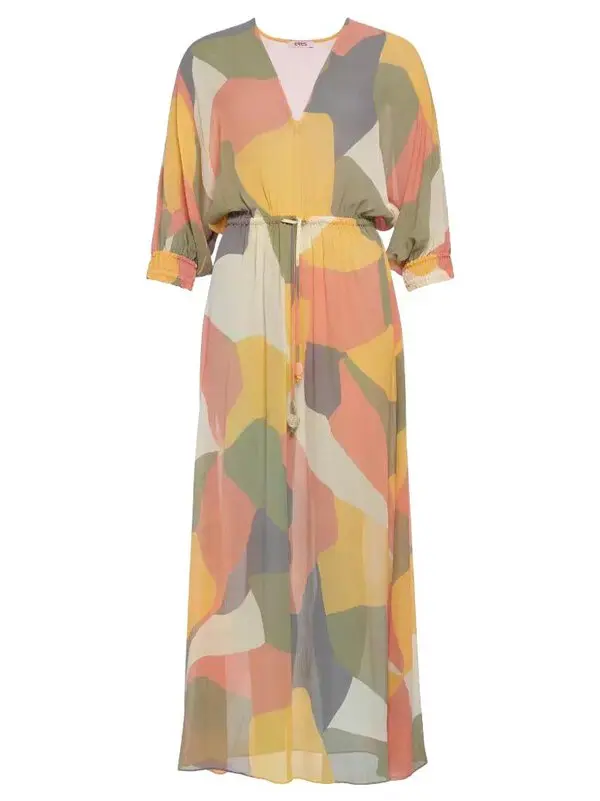 ERES Geometric Print V-neck Maxi Dress - Multicolour