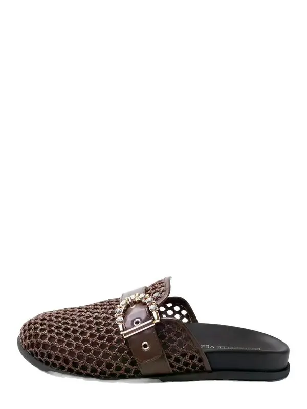 EMANUELLE VEE Crystal-embellished Slip-on Sandals - Brown