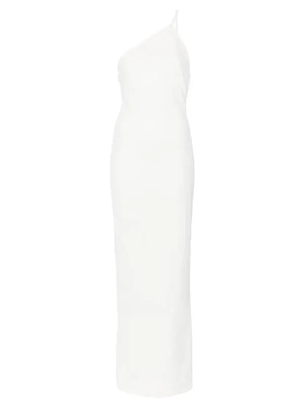 Solace London Alexandra Maxi Dress One Shoulder Fitted Silhouette - White