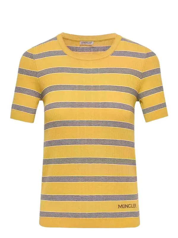 Moncler Striped Ribbed-knit T-shirt - Yellow