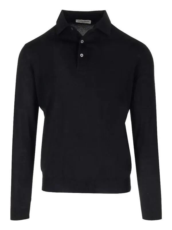AL DUCA D’AOSTA 1902 Long-sleeve Knitted Polo Shirt - Black