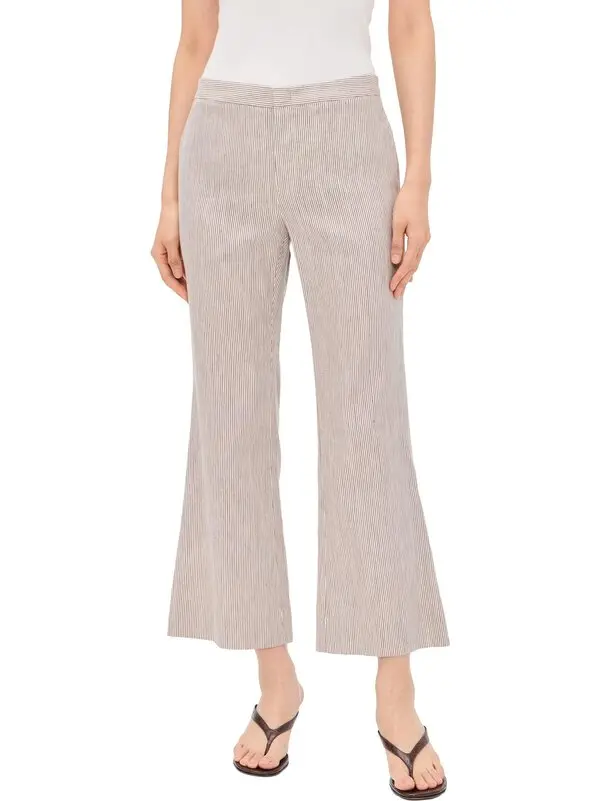 Vince Ticking Striped Crop Flare Trouser - Taupe Wood