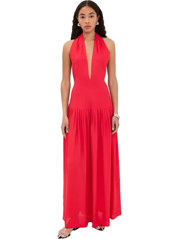 Proenza Schouler Red Viscose Halter Neck Maxi Dress - Tomato