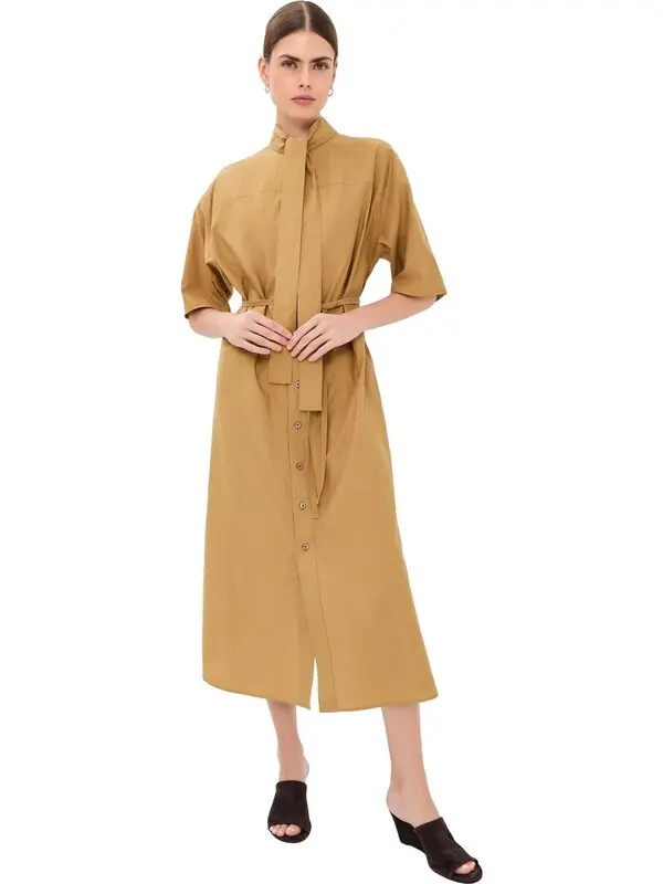 LEMAIRE Reversible Cotton Silk Blend Midi Dress - Cumin