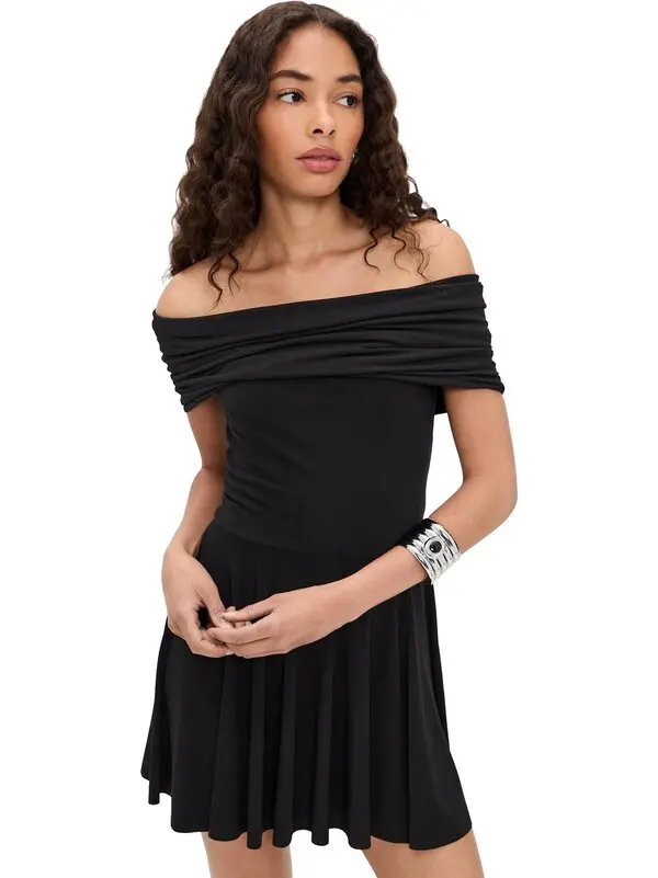 Norma Kamali Flared Off-shoulder Mini Dress - Black