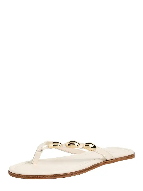 Dolce Vita Juny Thong Sandals With Gold-tone Hardware - Off White Leather