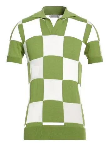 DANIELE ALESSANDRINI Short-sleeve Checkered Knit Polo - Green