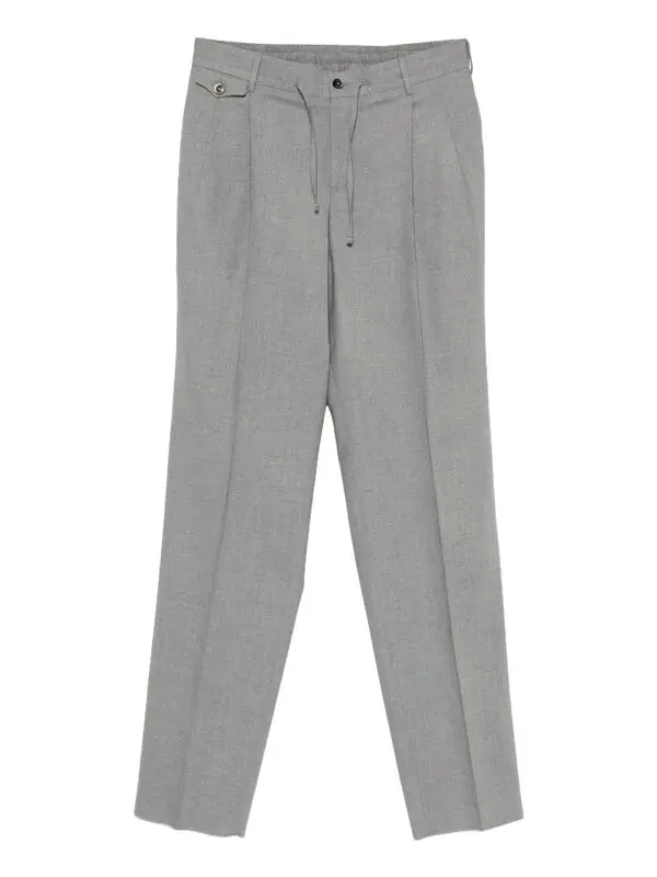 PT TORINO Drawstring Waist Pleated Trousers - Grey