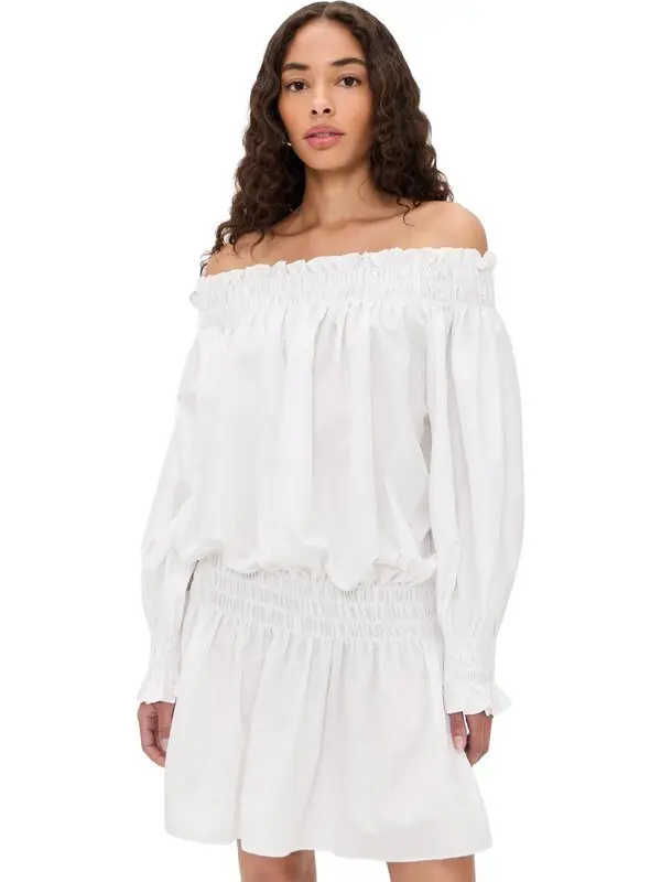 Norma Kamali Long Sleeve Peasant Mini Dress - Snow White