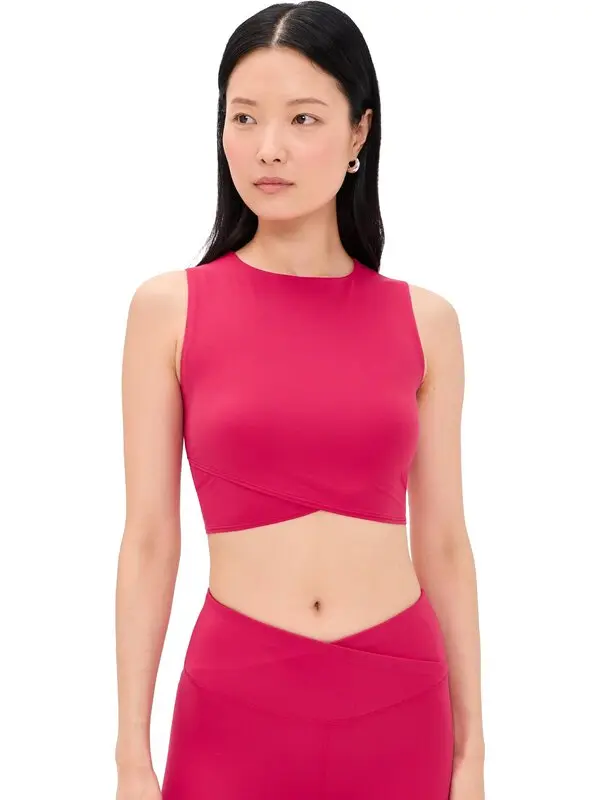 Sweaty Betty All Day Cropped Wrap Tank - Crimson Red