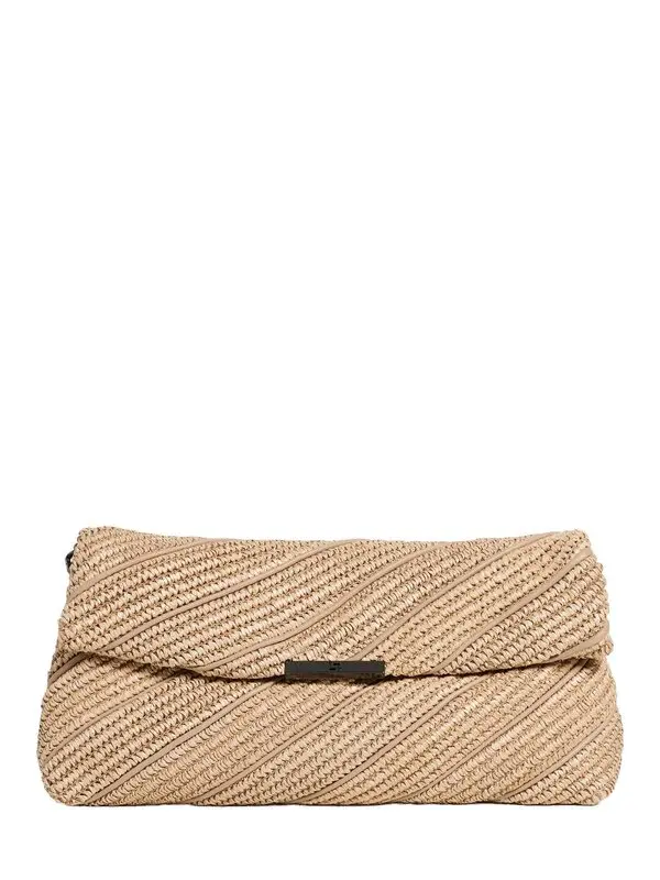 THINK ROYLN Embrace Clutch In Raffia - Beige Luxe/raffia