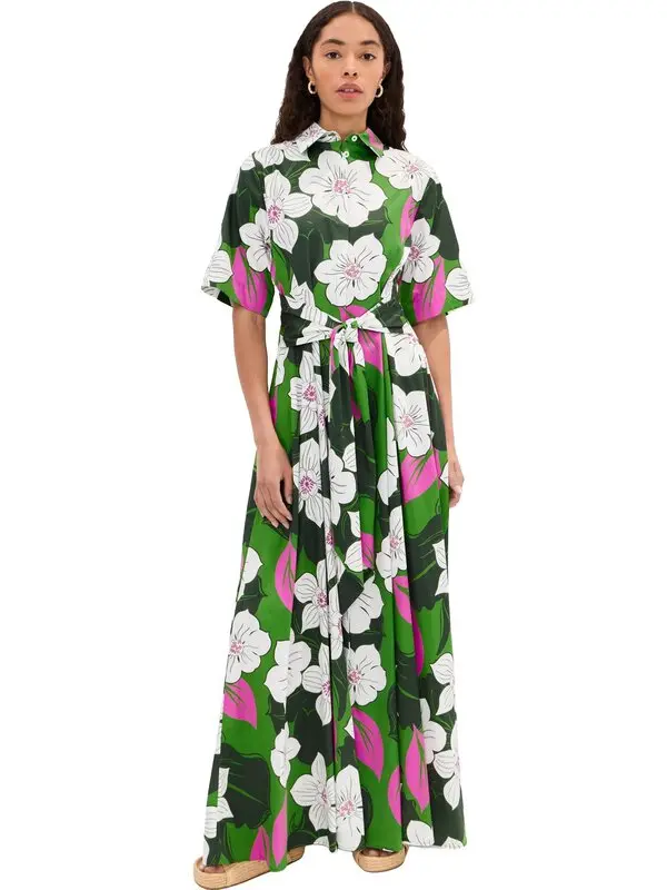 Borgo De Nor Posie Maxi Dress With Floral Print And Belted Waist - Obscura
