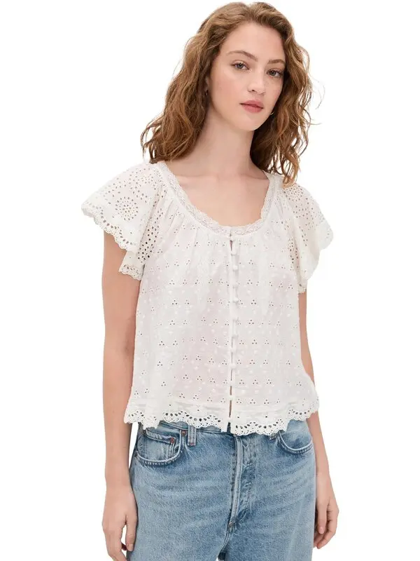 Alice + Olivia Odette Ember Top - Off White