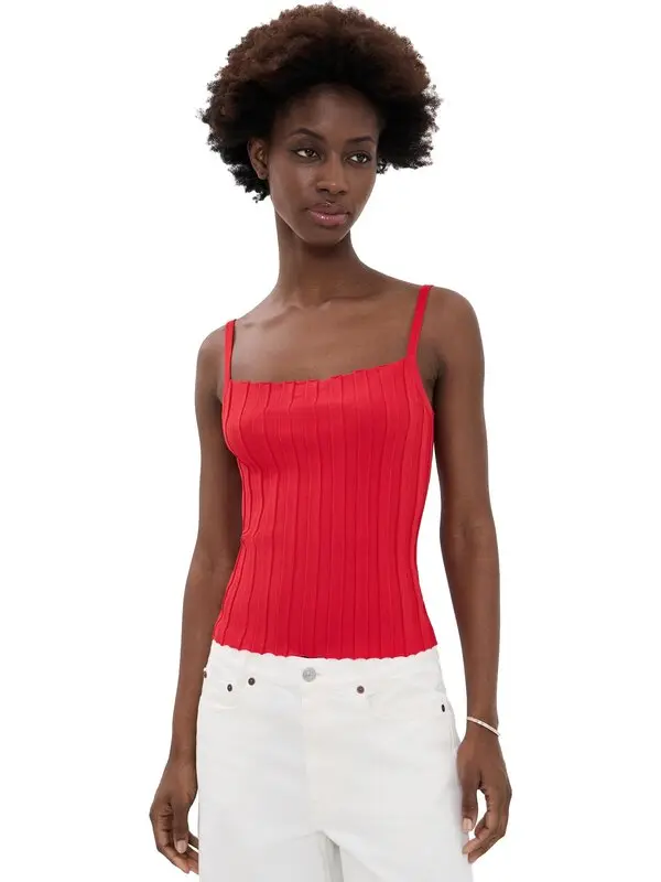 Staud Skye Tank In Striped Knit - Tomato