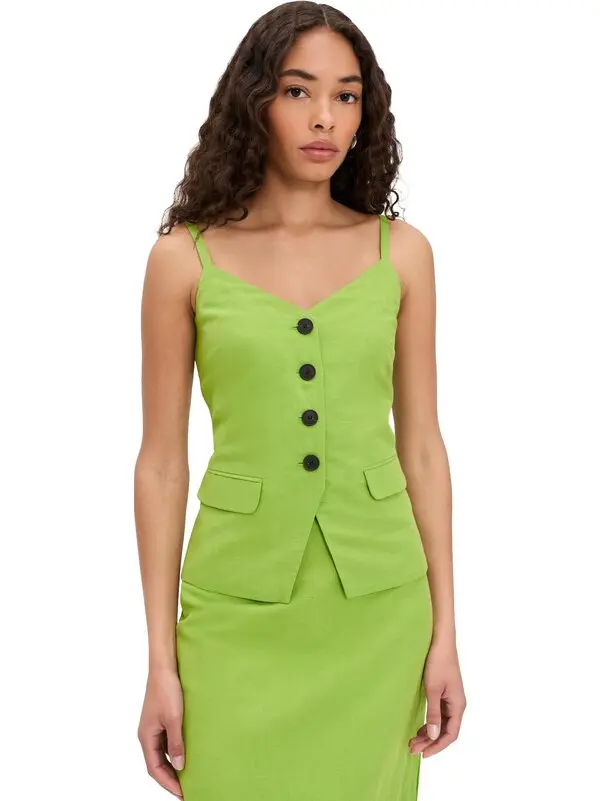 ALIGNE Linen Waistcoat Top - Apple