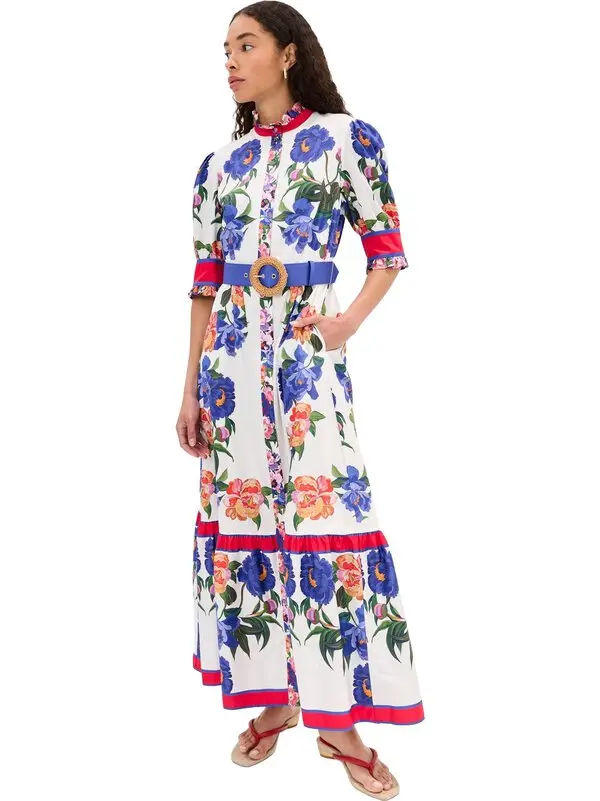 Borgo De Nor Marni" Floral Print Cotton Maxi Dress - Floral Candy P.ment