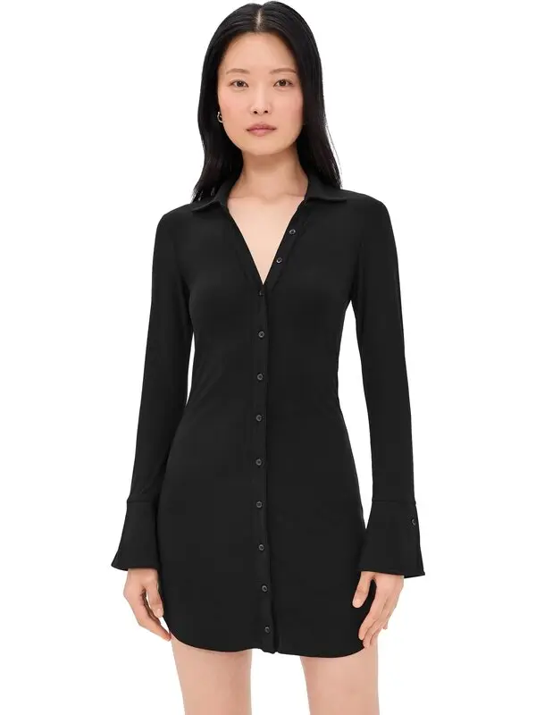 Alice + Olivia Freya Button-down Mini Dress - Black