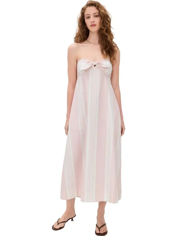 Posse Rosie Strapless Midi Dress With Cutout Detail - Pink Stripe