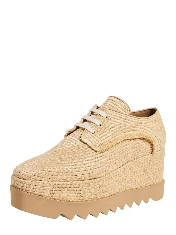 Stella McCartney Raffia Square Toe Platform Sneakers - Natural