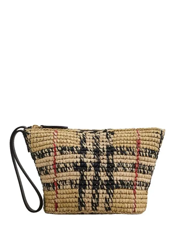 Burberry Margate Small Raffia Pouch - Sand