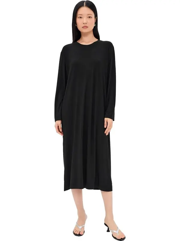 Norma Kamali Oversized Long Sleeve Midi Dress - Black