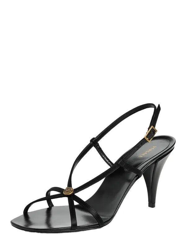 Versace Goatskin Fabric Sandals With Gold-tone Hardware - 1b55j Black Gold '82