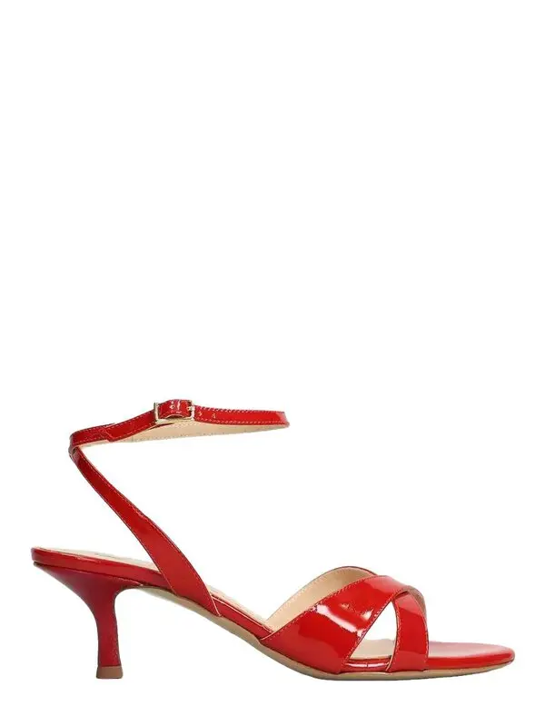 FABIO RUSCONI Patent Crossover Strap Sandals - Red