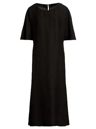 120% Lino Midi Dress Linen - Black