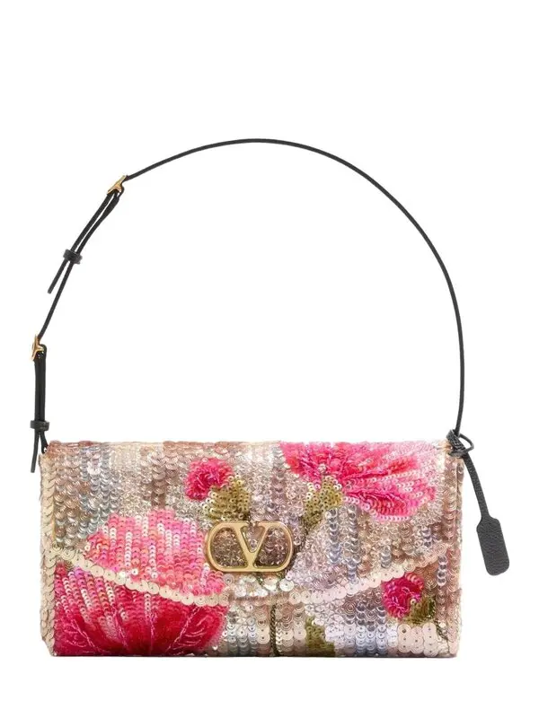 Valentino Garavani Devain Small Embroidered Shoulder Bag - Neutrals