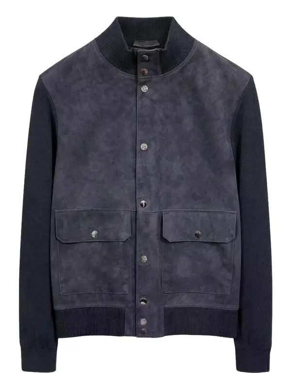 LES HÉRITIERS Panelled Goat Suede Jacket - Blue