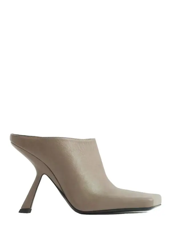 MUGLER Square-toe Leather High Stiletto Heel Mules - Neutrals