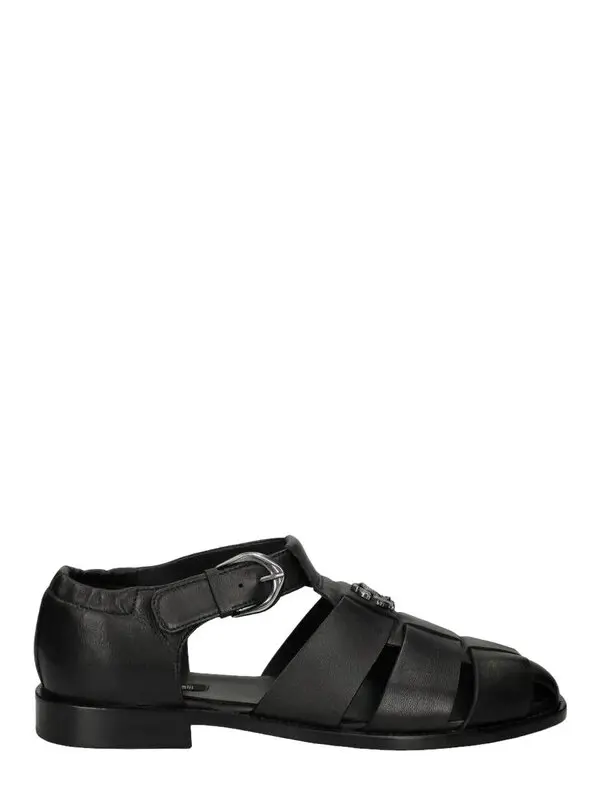 Roberto Cavalli Logo-appliqué Flat Sandals - Black
