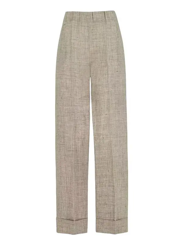 D.exterior Linen Turn-up Trousers - Neutrals
