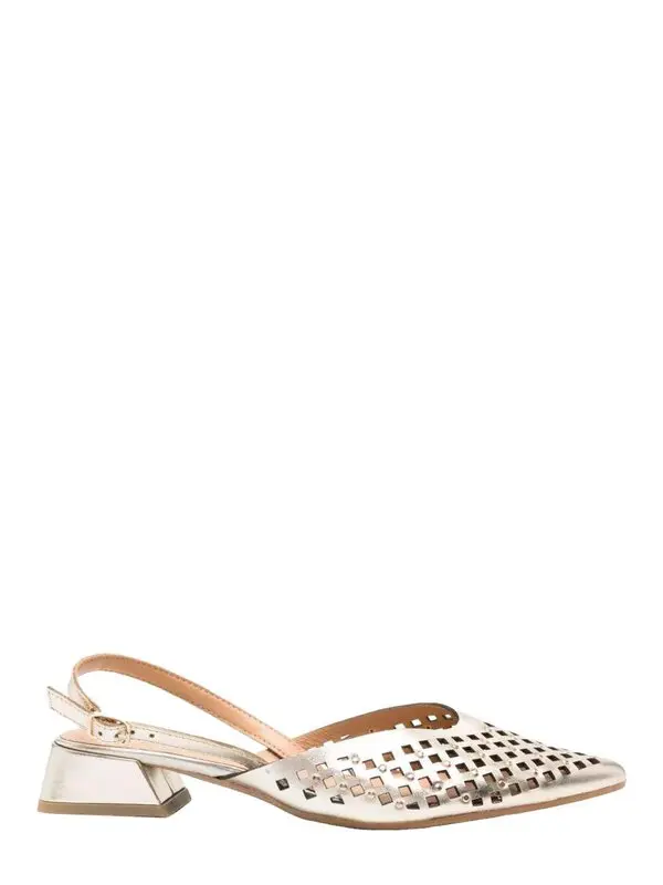 GIOSEPPO Lagos Perforated Leather Slingback Pumps - Gold
