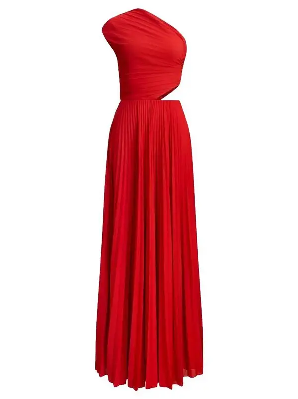 Ralph Lauren One-shoulder Pleated Maxi Dress - Red