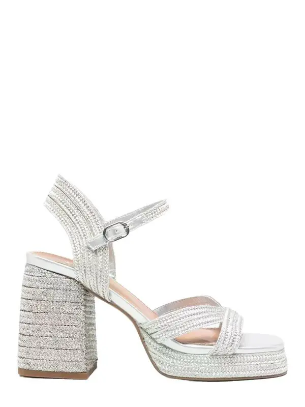 EXÈ Platform Sandals With Braided Straps And Buckle Fastening - Silver