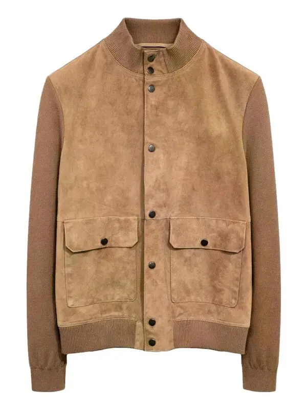 LES HÉRITIERS Suede And Knit Panel Jacket - Brown